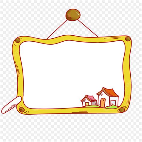 Cute Yellow Border Illustration Yellow Border Small House Decoration Cartoon Border Png