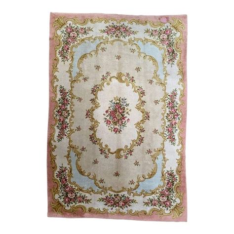 1960s Old French Savonnerie Area Rug 63 X 97 Vintage French Rug