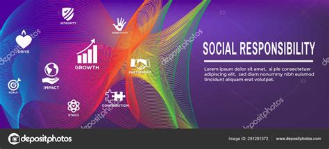 Csr Corporate Social Responsibility Outline Icon Set Web Heade Stock
