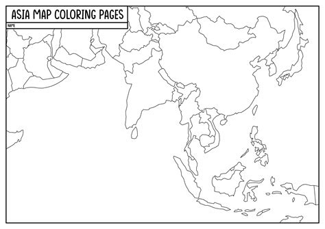 Map Of Asia Coloring Page