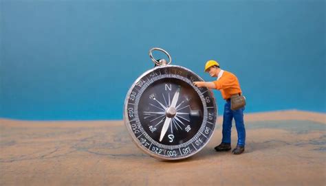 Premium Photo Miniature People Worker Working With Compass On The