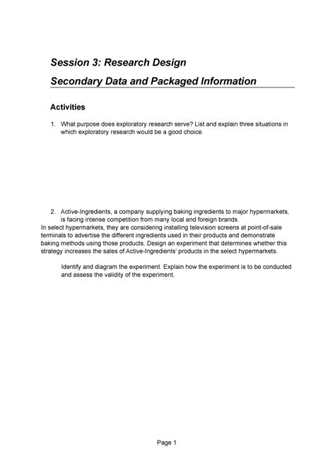 Bus210 Session 3 Workshop Activity Session 3 Research Design