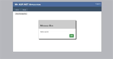 Modal Popup Message Box ASP NEt C Example