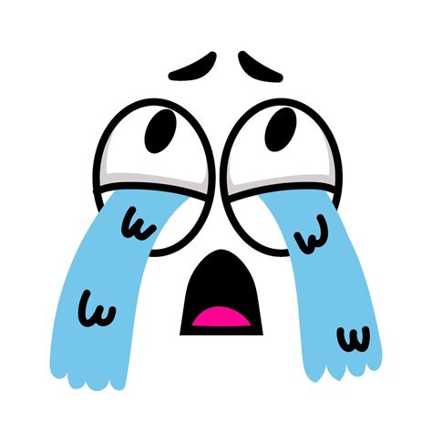 Cartoon Face Is Crying With Big Tears Falling From Its Eyes Expressing