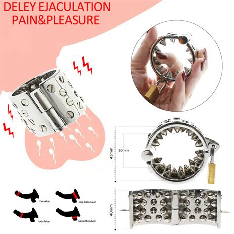 Bdsm Spike Ball Stretcher Metal Chastity Device Ring Lock Enhancer