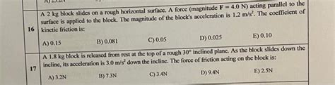 solved a 2 kg block slides on a rough horizontal surface a