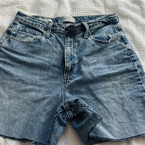 High Waisted Vintage Denim Shorts With Frayed Hem Jeans Depop