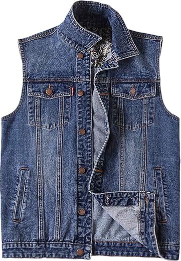 Mens Denim Vest Jean Vest Black Plus Size Biker