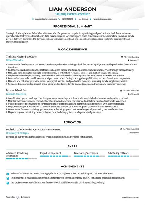 10 Master Scheduler Resume Samples And Templates For 2026
