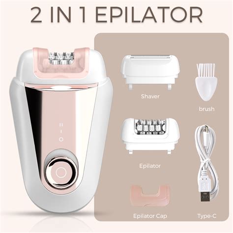 2 In 1 Electric Epilator And Shaver With Epilator Head And Shaver Head Led