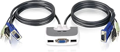 Amazon Com IOGEAR 2 Port USB VGA Miniview Micro Cabled KVM Switch 2048 X 1536 Hot Keys