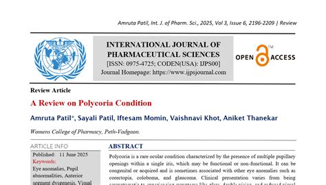 A Review On Polycoria Condition