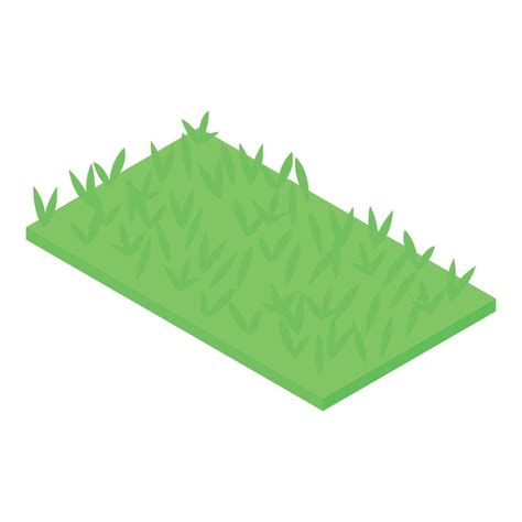 Green Grass Growing On Rectangular Patch Of Land In Isometric View
