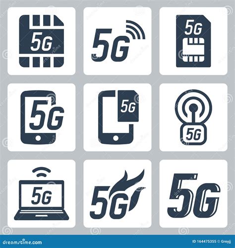 5g Or 5th Generation Mobile Network Related Icons Stock Vector