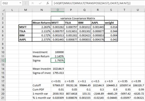 Programming Var Calculation Using Excel Gives Different Value Than