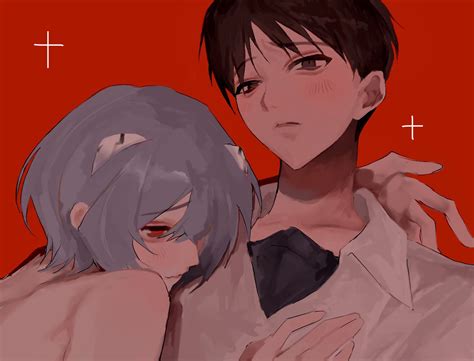 Ayanami Rei And Ikari Shinji Neon Genesis Evangelion Drawn By Reioxu