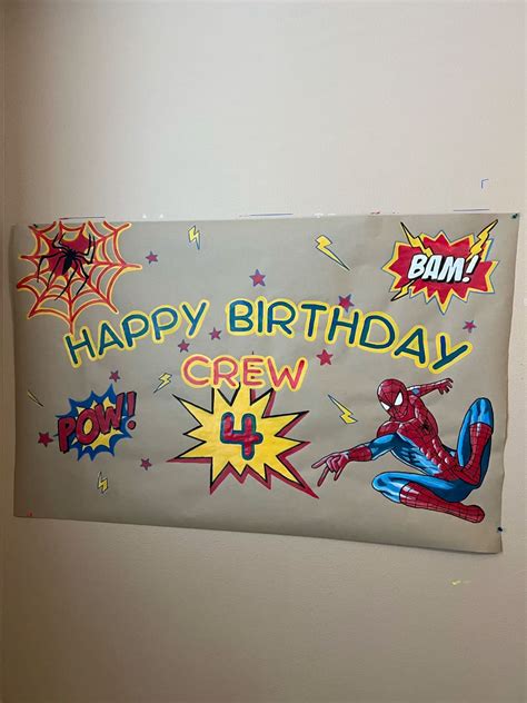 Spiderman Themed Birthday Banner Birthday Banner Design Banner
