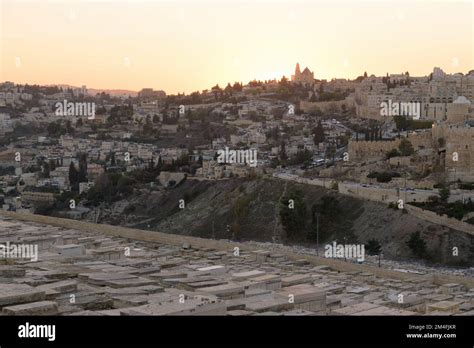 Landscape View Of Old City Of Jerusalem View From Olive Mount In