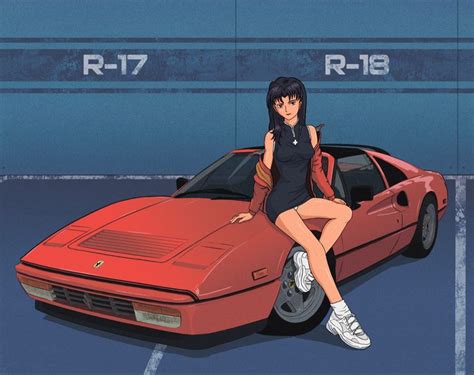 Misato Katsuragi And Her Ferrari 328 Gts Katsuragi Ferrari Misato