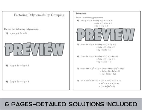 Factoring Polynomials By Grouping Worksheet No 3 With Solutions