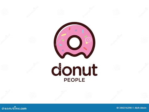 People With Donut Logo Cream Sweet Snack Food Symbol Design Stock