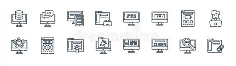 Pictogrammen Voor Webontwikkeling Lineaire Set De Kwaliteit Vectorreeks Zoals Ontvankelijke De