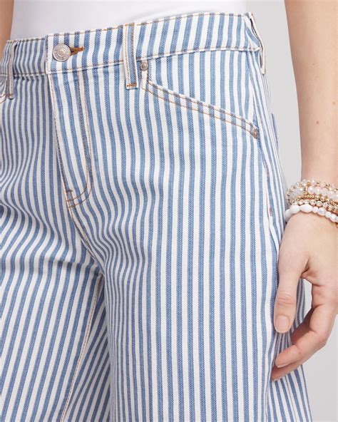 Nautical Striped Denim Trouser Shorts Chicos