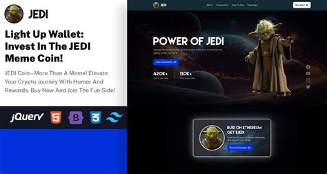 Jedi Meme Coin Html And Tailwind Css Website Template