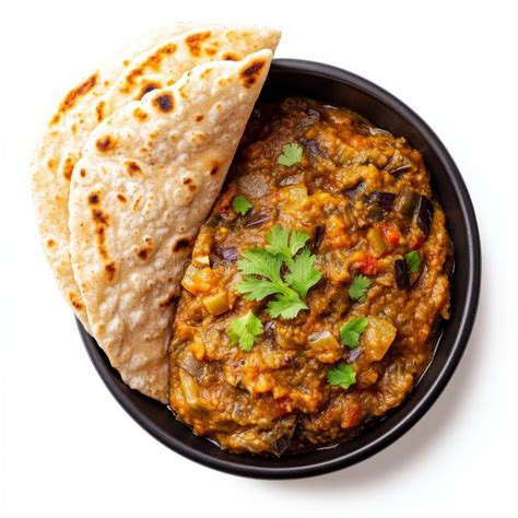 A Bowl Of Baingan Bharta With Roasted Eggplant Mashed And Cooked With