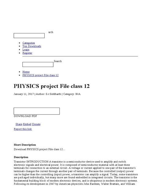 Physics Project File Class 12 Categories Top Downloads Login Register