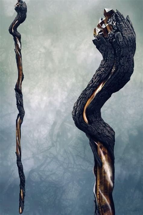 Artistic Image Of Twisted Trees In The Sky Witch Canes Forest Staff