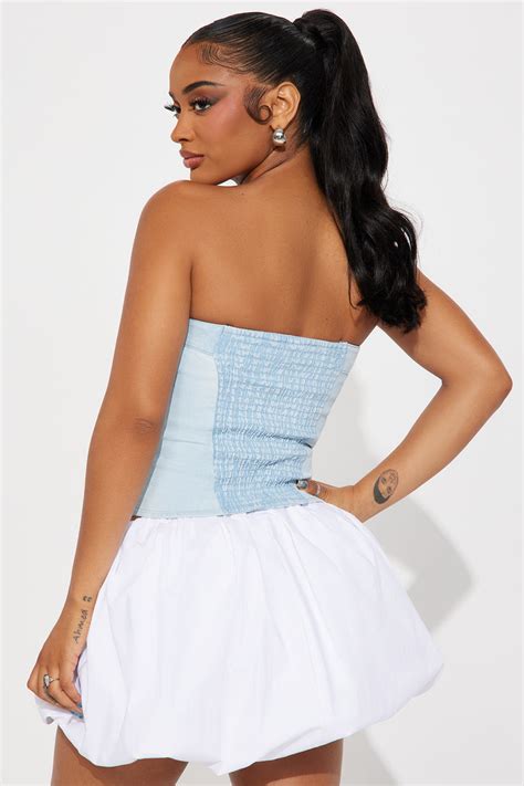 Cherry Babe Denim Tube Top Light Wash Fashion Nova