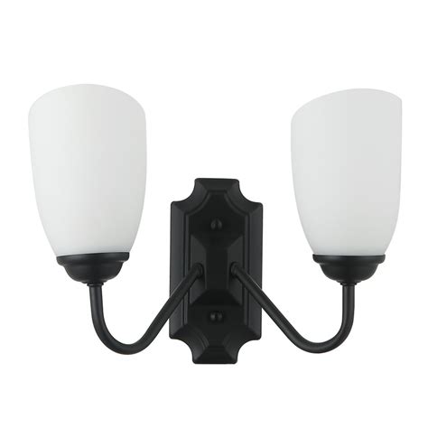 Modern Black Double Wall Light With Frosted Glass Shades Wall Bracket