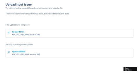 Uploadinput Issue Codesandbox