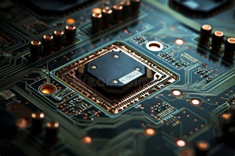 A Close Up Shot Of Motherboard Components Printed On A Green Circuit