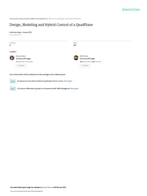 Design Modeling And Hybrid Control Of A Quadplane Pdf Rotation
