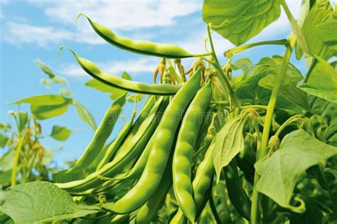 Plantas De Frijol Verde Exuberante Con Vainas Maduras Preparadas Para