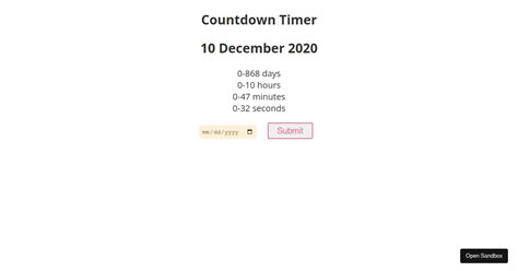 React Countdown Timer Codesandbox