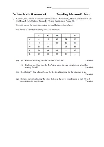 Decision Maths Homework Sheets Teaching Resources