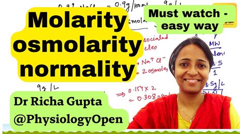 Difference Molarity Normality Osmolarity Calculation Osmolarity