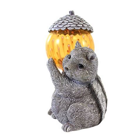 Roman Chipmunk Solar Pudgy Pal One Garden Statue 85 Inch Polyresin Acorn Led 14255 1 Each