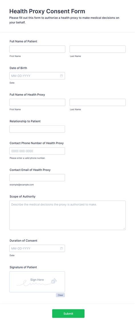 Health Proxy Consent Form Template Jotform