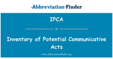 Ipca Stands For Inventory Of Potential Communicative Acts Abbreviation Finder