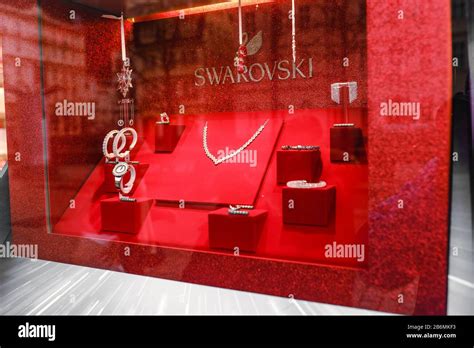 DECEMBER 2017, KARLOVY VARY, CZECH REPUBLIC: Swarovski showcase with ...
