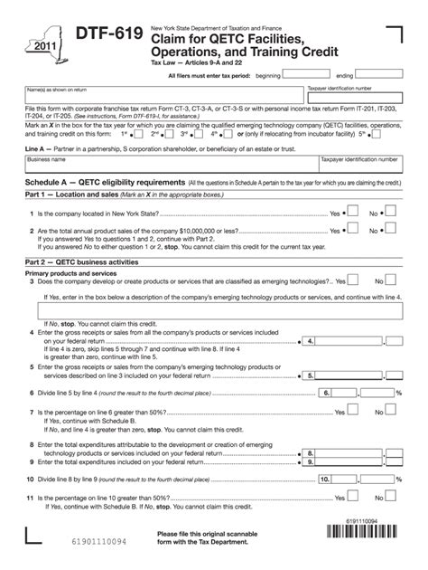 Ny Dtf Dtf 619 2011 2022 Fill Out Tax Template Online Us Legal Forms
