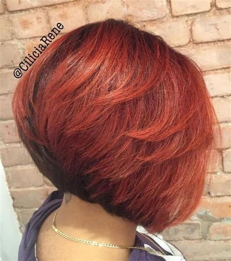 Angled Black And Red Bob With Layers Bob Hairstyles Bobs Haircuts