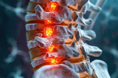 Anatomy 3d Illustration Of Lumbar Spine With An Inflamed Pathology