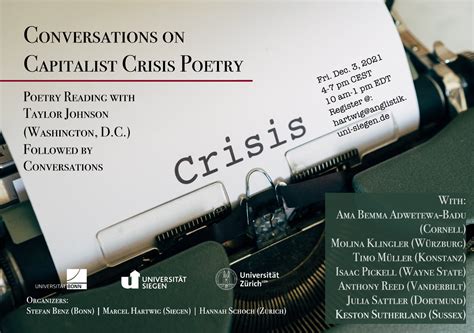 Invitation Conversations On Capitalist Crisis Poetry Poetry Reading