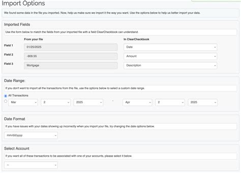 Import Transactions Clearcheckbook
