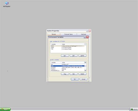 Configuring The Environment Variables Path In The System Properties Dialog Window On Windows XP